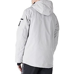 kirnusino Mens Ski Jacket Snow Coat for Men Windbreaker Waterproof Mountain Hooded Sweatshirt with Shoulder Pass Card Pocket Windproof Warm Winter Coat-Grey-L
