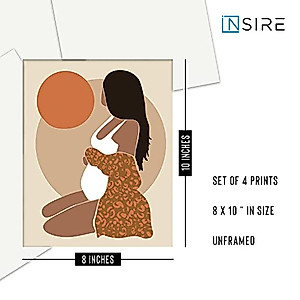 Insire Mom Wall Art Boho Wall Art Boho Office Decor - Set of 4 (8x10) Wall Art For Mom Baby Posters For Pregnant Women Baby Wall Art Minimalist Poster Pregnancy Art, Women Wall Art - Unframed