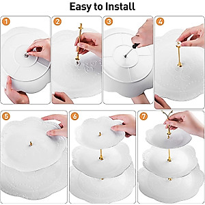 3 Tier Cupcake Stand, Plastic Tiered Serving Stand, Dessert Tray for Tea Party, Baby Shower and Wedding (Round)