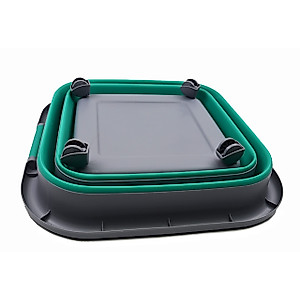 SAMMART Collapsible Plastic Laundry Basket with Wheels 39L (10.3 Gallons) -Foldable Pop Up Storage Container for Laundry, Camping & Home (1, Dark Grey/Bluish-Green)