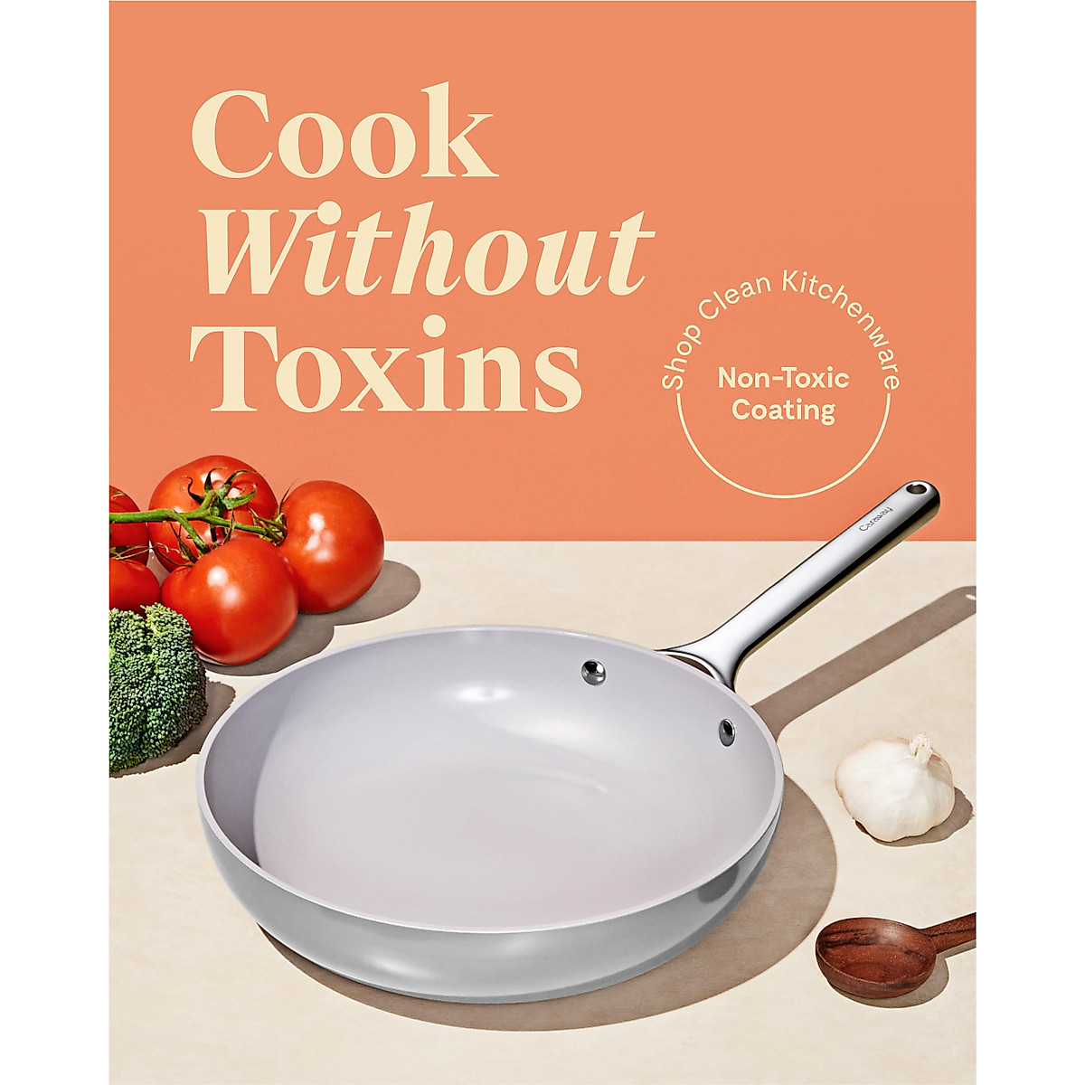 Caraway Fry Pan Trio - Non-Stick Frying Pans (10.5” & 8”) & Non-Stick Saute Pan - Non Toxic, PTFE & PFOA Free - Oven Safe & Compatible with All Stovetops (Gas, Electric & Induction) - Gray