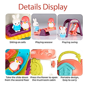 haomsj Mushroom House Toy Doll for Little Girls Toddler , 14PCS Pockets Playsets for Girls, Extendable Mushroom Dollhouse with Sound Light, Preschool Toys for One Year