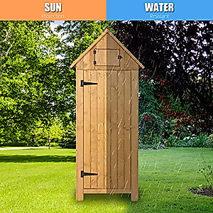 VINGLI Outdoor Wooden Storage Shed, Garden Shed Outside Tool Cabinet with Safety Latch, Patio Storage Organizer with Large Capacity for Garden Yard Lawn Equipment