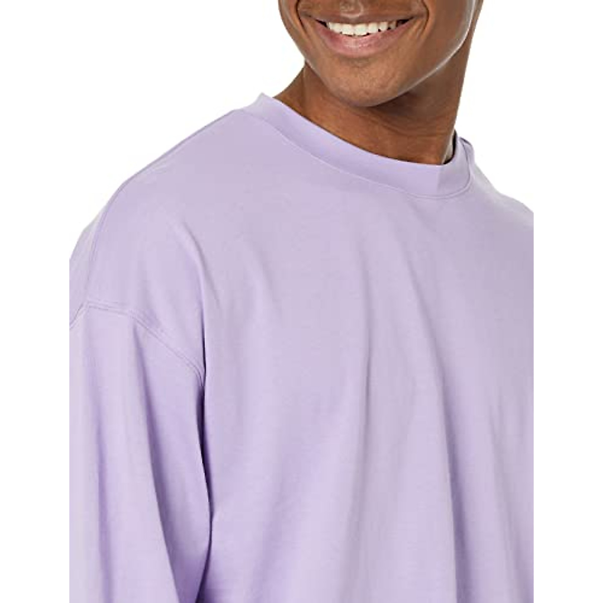 Amazon Essentials Men's 100% Organic Cotton Oversized-Fit Long-Sleeve T-Shirt, Purple, Large