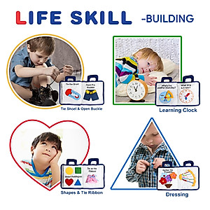 Jollybaby Baby Soft Busy Books -My Quiet Book, Travel Toy & Montessori Sensory Educational, 10 Preschool Learning Activities for 1 2 3 Year Old Toddlers Boy Girl(Blue)