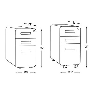 Laura Davidson Furniture Stockpile Slim Version | 3-Drawer Mobile File Cabinet, Commercial-Grade, Pre-Assembled (All Black)