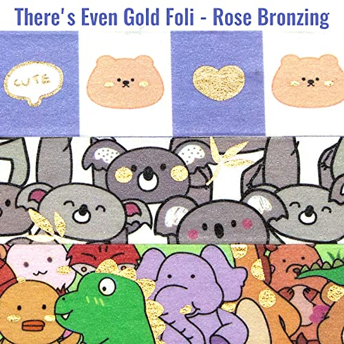 WAPETASHI Cute Washi Tape Set - 24 Rolls Kawaii Animals Gold Foil Decorative Masking Tape for Journaling, Scrapbooking, Kids DIY Crafts, Gift Wrapping, Aesthetic Supplies, Planners, Bullet Journal