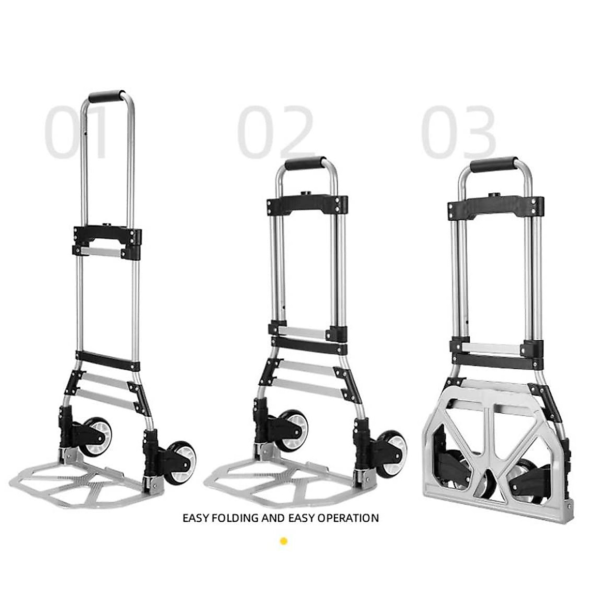 Heavy Duty Folding Hand Truck Dolly Cart Luggage Cart with 2 Elastic Ropes Telescoping Handle Handing Truck for Luggage Moving Travel Shopping Office Use (132 Lb 2 Wheels)