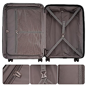 GinzaTravel Rune series expandable 3 Luggage Sets,Lightweight Hardside Suitcase With Spinner Wheels TSA Lock,PP material business fashion suitcase