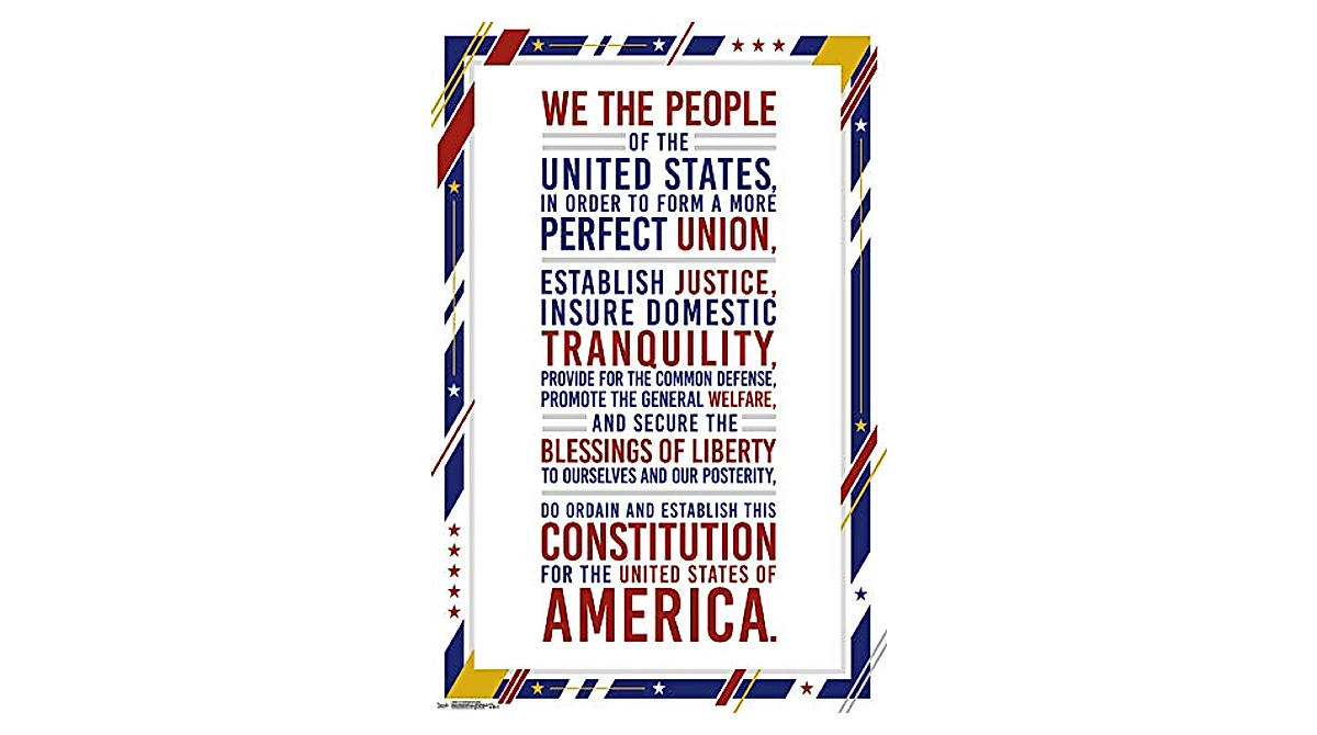 U.S. Constitution Preamble Wall Poster | Patriotic Classroom & Home Decor
