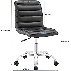 Modway Ripple Ribbed Armless Mid Back Swivel Computer Desk Office Chair In Black