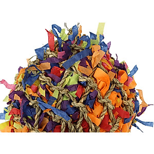 Bonka Bird Toys 55100 Medium Super Shredder Ball 11" x 5", Parrot Chew Shred Forage Cage Toy, African Grey, Conure, Pionus, and Similar Birds