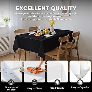 6 Pack Premium Disposable Plastic Tablecloth 54" x 108" Party Table Cloths Disposable for 6 to 8 Foot Tables Indoor or Outdoor Parties Birthdays Weddings Christmas Anniversary Buffet Table (Black)