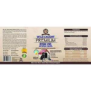 Omega 3 Wild Caught Fish Oil for Dogs EPA DHA, Higher in Omega 3 Fatty acids then Salmon oil, Pure No GMO, All Natural Food Supplement For Pet, 180 Softgels, 1000mg per capsule, No Mess No Smell!