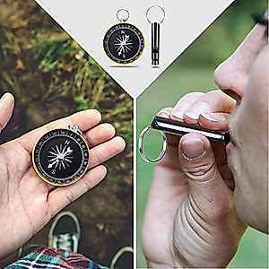 Esky Emergency Sleeping Bag, 2 Pack Survival Bag Portable Thermal Bivy Sack, Waterproof Lightweight Emergency Blanket Survival Gear with Compass and Whistle for Camping Hiking Outdoor Adventure