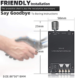Bluetooth Amplifier Board with TPA3116D2 Chip,50W+50W Peak Power Output Class D AMP Module for DIY Wireless Speaker