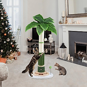 COUNER Cat Scratching Post for Indoor Cats Adults-39.4'' Tall Cat Scratcher with Nature Sisal Rope,Cat Toy Interactive Ball Self Groomer,Large Scratching Post for for All Cats Protect Your Furniture