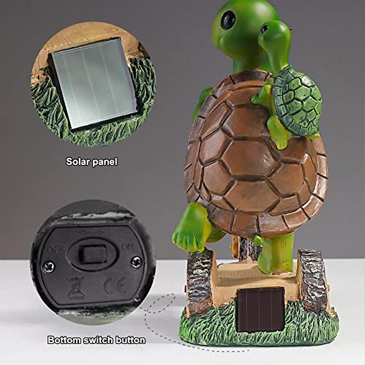 CZQIKEDA Garden Turtle Statue Outdoor Decor,Solar Garden Statue Turtle Figurine Resin Statue,Solar Lights Garden Lawn Ornaments for Garden Patio Lawn Yard Outdoor Decorative