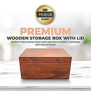 Blake & Lake Large Wooden Box with Hinged Lid - Wood Storage Box with Lid - Wooden Keepsake Box - Decorative boxes with lids (Dark Oak)