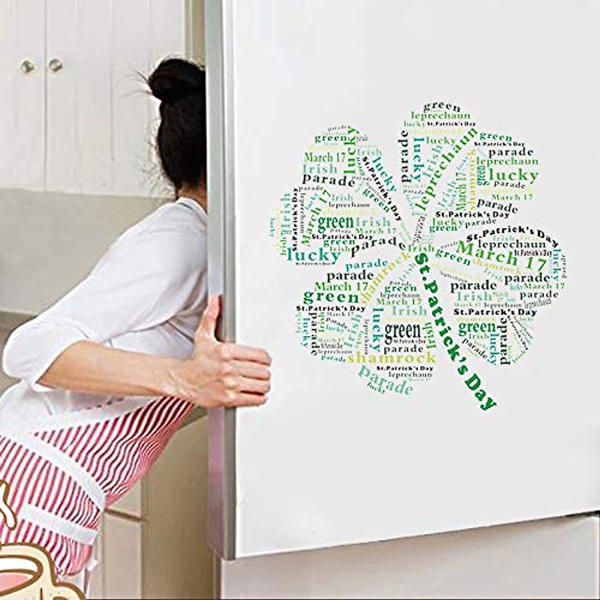 Letters Pattern St. Patrick's Day Wall Stickers Four Leaf Pants Refrigerator Sticker Door Window Combination Set Yoga Studio Lights