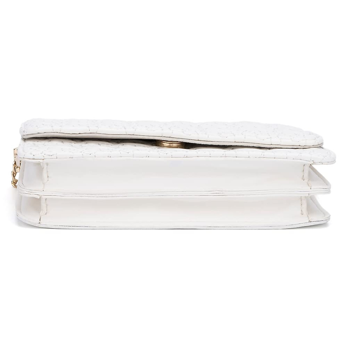 Olivia Miller Women's Fashion Rose Flower Embroidered Faux PU Leather Front Flap w Multi Compartment Off White Crossbody Bag Everyday Small Evening Casual Work Purse Handbag