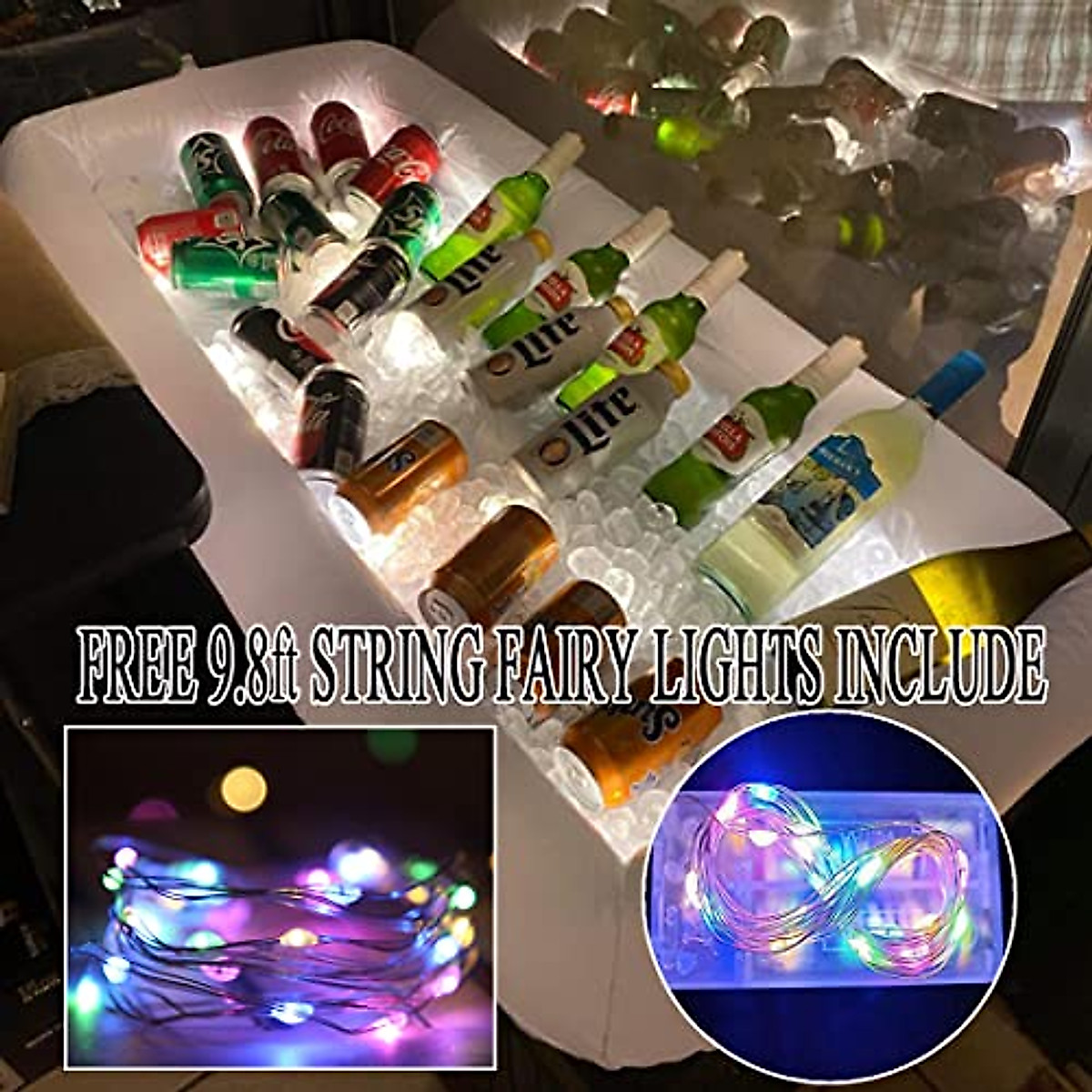 Inflatable Serving Bars Ice Buffet Salad Serving Trays Food Drink Holder Cooler Containers Indoor Outdoor BBQ Picnic Pool Party Supplies Cooler Drain Plug，Ice Tray Food Drink Containers for Summer Par