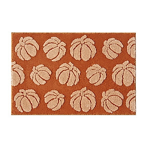 Aldopein Cute Pumpkins Bathroom Rugs Non Slip Washable, Burnt Orange Aesthetic Fall Autumn Bath Mat Rug Shaggy, 2x3 Rustic Farmhouse Country Fall Area Rugs for Bathroom Kitchen Entryway Indoor
