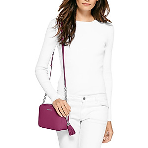 Michael Kors Medium Ginny Leather Camera Bag Crossbody - Garnet