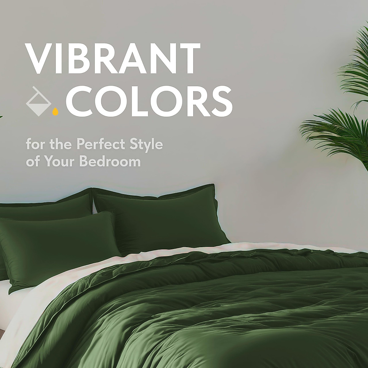 White Classic Dark Green Duvet Cover Queen Size, Microfiber Duvet Cover with Zipper, Duvet Cover Set with 2 Pillow Shams, Luxury Soft Comforter Cover Queen Size, 90 x 90 | Comforter Not Included