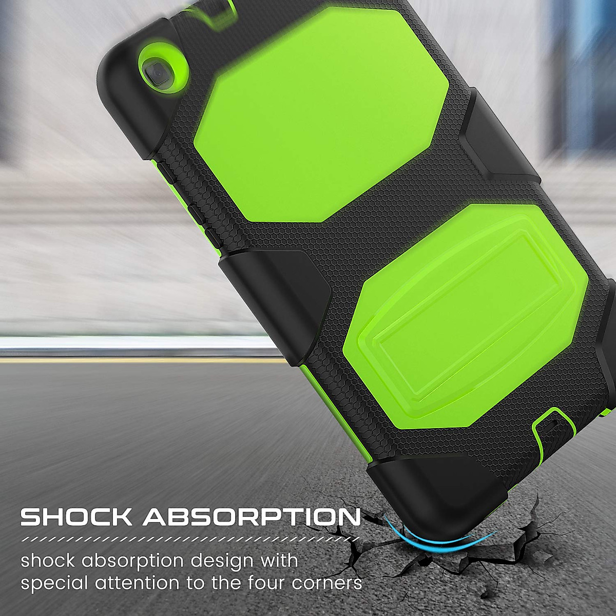 HXCASEAC SM-T290/SM-T295/SM-T297 Galaxy Tab A Case 2019 (8.0 inch) with Kickstand, Full Body Duty Case Shockproof Protective Cover, Built-in Screen Protector for Galaxy Tab A 2019 8.0,Yellow Green