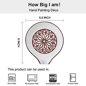 Misijuer Ceramic Stable Spoon Rest, Heat Resistant Spoon Holder for Kitchen Counter/Counter top/Stove Top, Dishwasher Safe, Modern White Farmhouse Kitchen Flower Décor