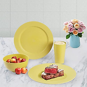 Greenandlife Premium Plastic Dinnerware Sets for 6(24pcs), Unbreakable Microwave Safe Reusable Lightweight Plates and Bowls Sets Cups Dishwasher Safe Dishes for Outdoor Camping, RV