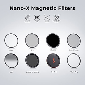 K&F Concept 77mm Magnetic MCUV CPL Fixed ND1000 Magnetic Basic Ring 4-in-1 Lens Filters Kit with 28 Multi-Coatings for Camera Lens (Nano-X Series)
