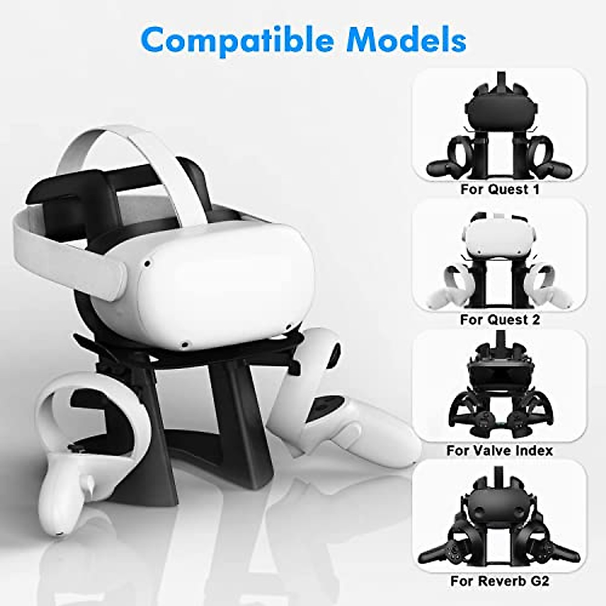 AMVR VR Stand,Headset Display Holder and Controller Mount Station for Quest,for Quest 2, Rift or Rift S Headset and Touch Controllers Black