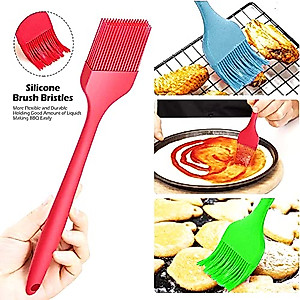 IAZBYCXO,Basting Brushes Silicone Heat Resistant Pastry Brushes Spread Oil Butter Sauce Marinades for BBQ Grill Barbecue Baking Kitchen Cooking BPA Free Dishwasher Safe,3 Colors With 2 Brush Sizes