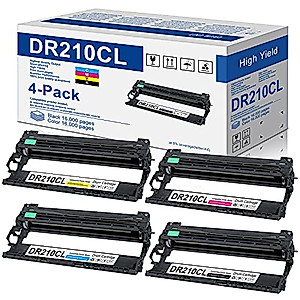 MitoColor 4 Pack DR-210CL Drum Unit Compatible for Brother DR210CL Replacement for HL-3040CN 3045CN 3070CW 3075CW MFC-9010CN 9120CN 9125CN 9320CN/CW 9325CW Printer (1BK+1C+1M+1Y)