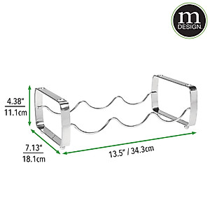 mDesign Metal Steel Free-Standing 3 Bottle Modular Wine Rack Storage Organizer for Kitchen Countertop, Table Top, Pantry, Fridge - Holder for Wine, Beer, Pop/Soda, Water, Stackable - 2 Pack - Chrome