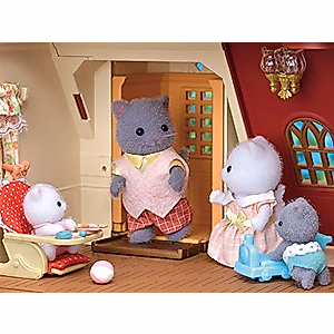 Calico Critters Red Roof Tower Home, 3 Story Dollhouse Playset with Figure, Furniture and Accessories