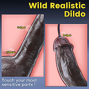 Realistic Dildo, 8.8 Inch Huge Thick Black Dildo with Body Safe Material Soft Silicone, Suction Cup Dildo for Hands-Free Fun, Anal Dildo Female Sex Toys for Women and Men, BBC Dildo Adult Sex Toys