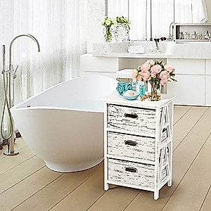 Giantex Storage Drawer Units W/ 3 Fabrics Storage Drawers and Wood Frame, Multiple Dresser Cabinet Chest Organizer Bins for Living Room, Bedroom Sofa Side End Table Vertical Dresser Storage Tower (1)