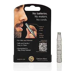 Groom Mate Platinum XL Nose & Ear Hair Trimmer with Leather Pouch & Brush - Engineered to Last a Lifetime - Made in USA