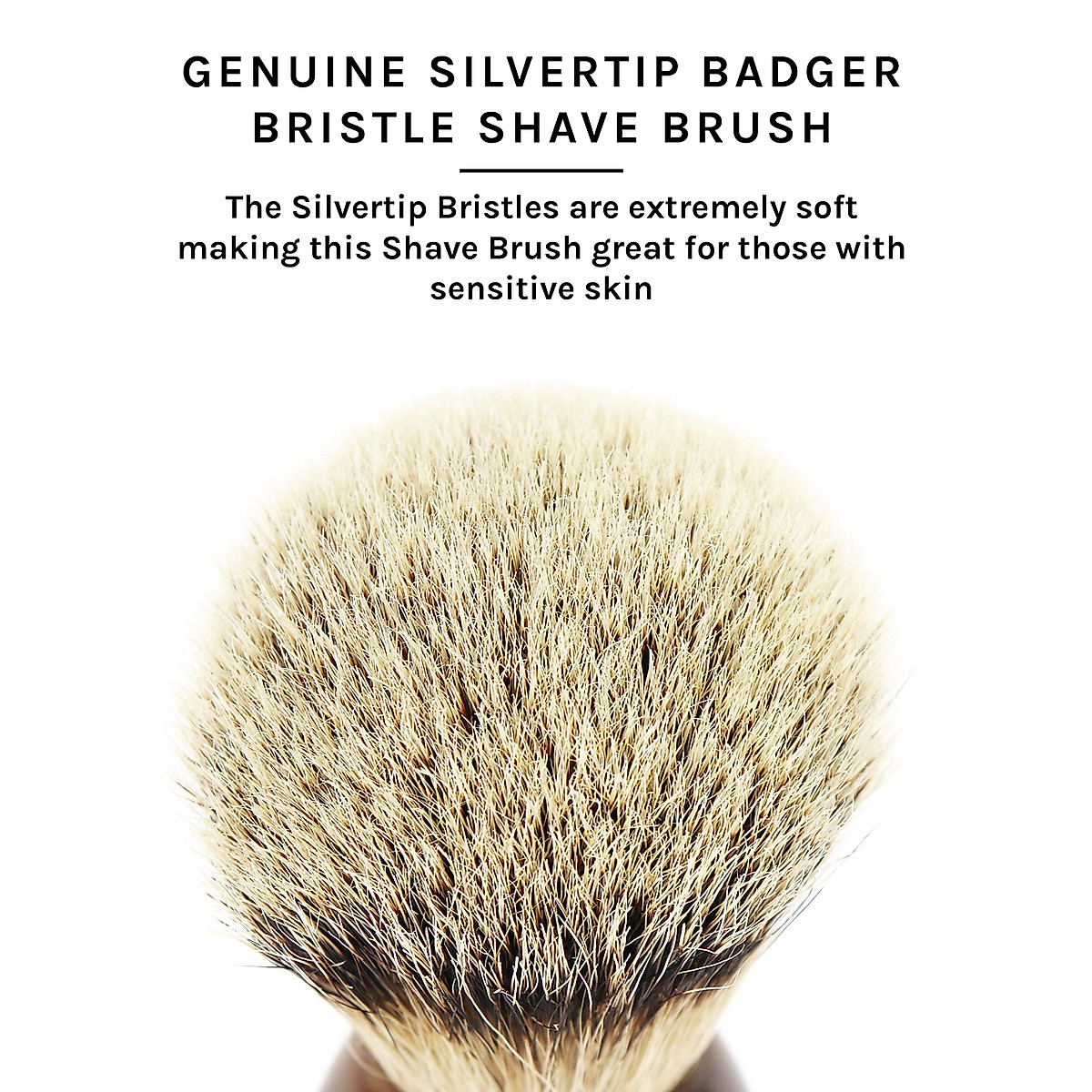 Parker Silvertip Badger Shaving Brush-Faux Horn Handle with a Chrome Base, Long Loft Dense Bristles- Men's Badger Shaving Brush with Stand Included