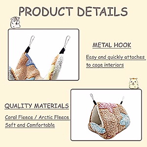 BISOZER 3 Pieces Small Pet Cage Hammock Set, Small Animals Cage Hammock Hanging Tunnel Rat House Sugar Glider Cage Accessories Set for Ferret Hamster Rat Toys Playing Sleeping (g)