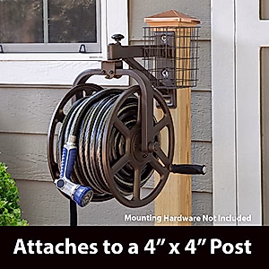 Liberty GARDEN 712 Single Arm Navigator Multi-Directional Garden Hose Reel, Holds 125-Feet of, 5/8-Inch, Bronze