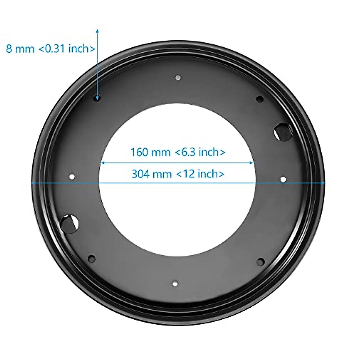 SEHOI 4 Pack 12 Inch Black Lazy Susan Hardware, 360°Rotating Swivel Plate, 5/16 inch Thick Ball Bearings Turntable Lazy Susan Base for Rotating Table, Display Plate, Serving Tray