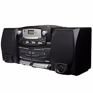 Supersonic Black Edition Vintage Bluetooth Stereo System Home Music Audio System,CD/MP3 Player,AM/FM Radio,Dual Cassette Player/Rec USB inputs,Detachable Speakers,AC/DC,(Remote Included)Matte Black