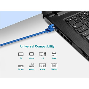 Monoprice Cat6 5ft Blue 12-Pk Patch Cable UTP 24AWG 550MHz Pure Bare Copper Snagless RJ45 Flexboot Series Ethernet Cable