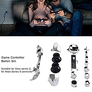 Full Game Controller Plating Button Set, Beautiful Appearance Game Handle Accessories Compatible Unique for Series X(Silver Plating)