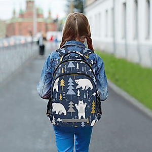 NFMILI Cartoon Polar Bear Kids Backpack Lightweight Middle School Elementary Bookbags for Boys Girls School Bag with Chest Strap 11.6 X 6.9 X 16.7 in