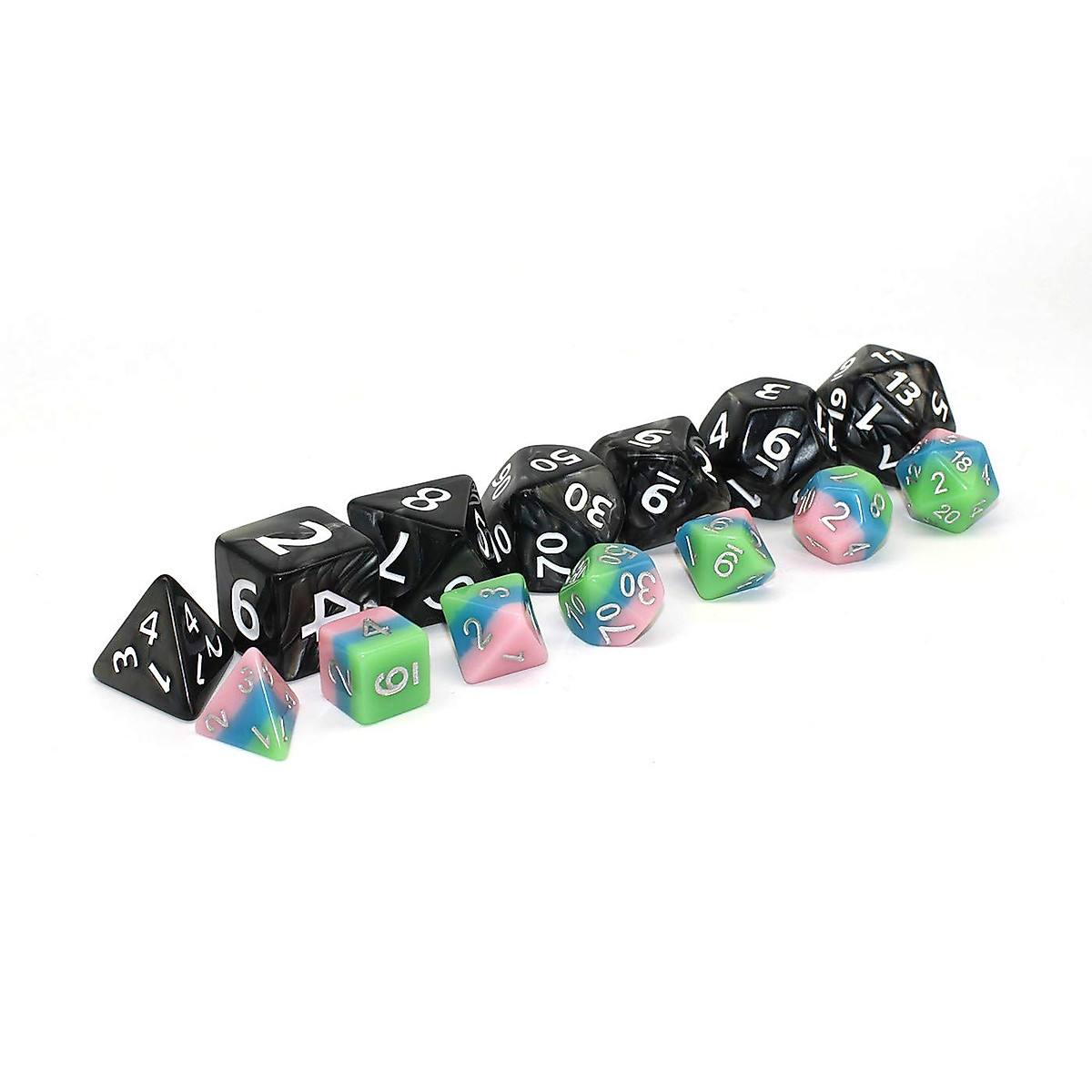 Dice- DND Dice Set 25mm RPG Dice for Dungeons and Dragons D&D Pathfinder MTG Role Playing Dice Giant Black Polyhedral Dice with Dice Bag